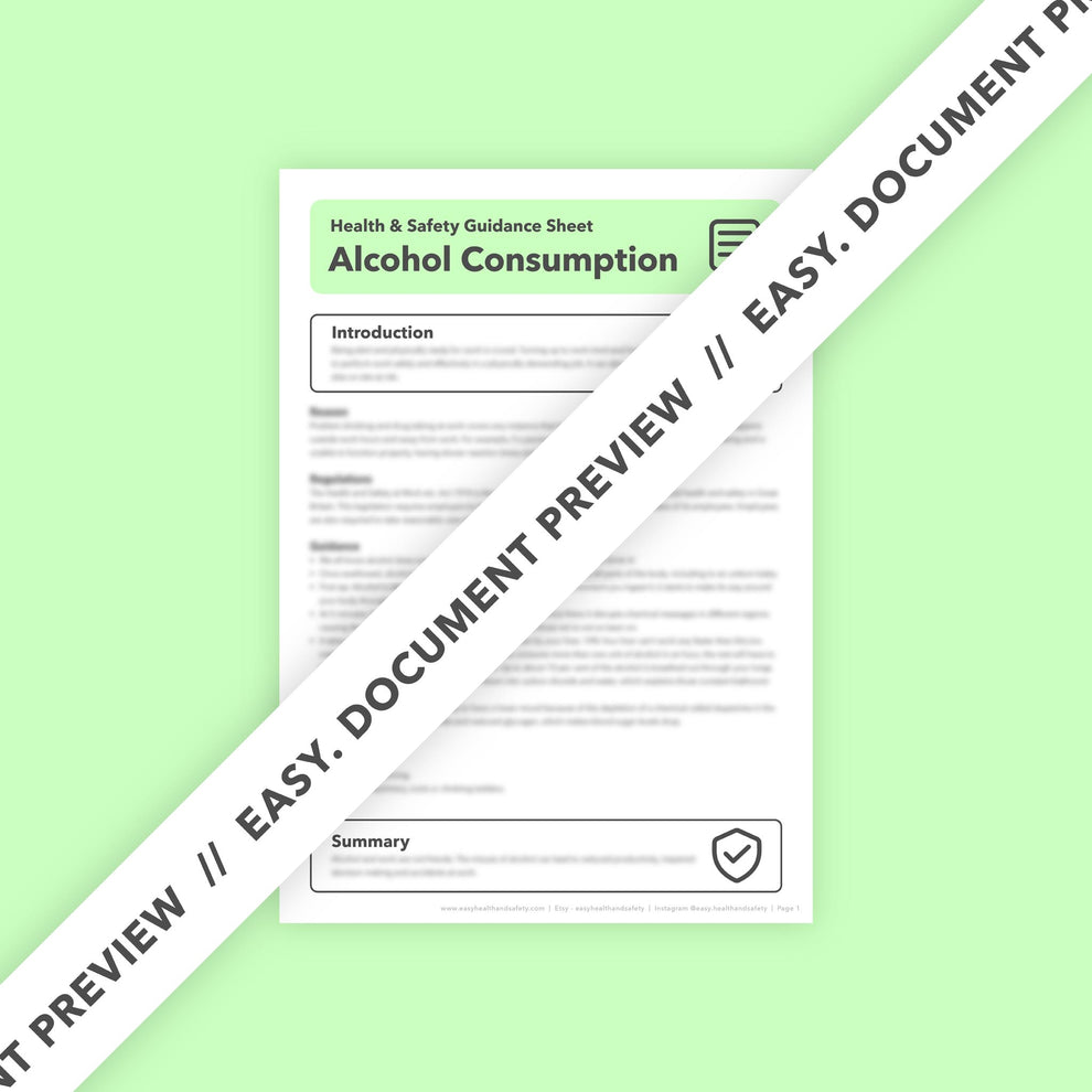 Alcohol Consumption Health and Safety Guidance Sheet – easyhealthandsafety