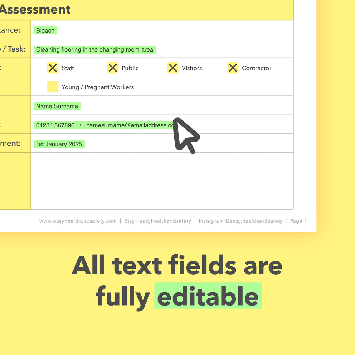 COSHH Risk Assessment Template | Editable with Pre-Filled Example ...
