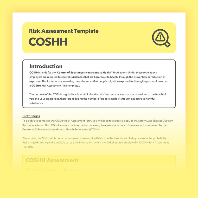 COSHH Risk Assessment Template | Editable with Pre-Filled Example ...
