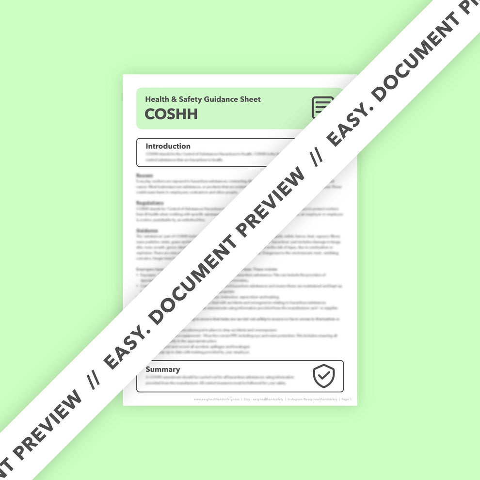 COSHH Health & Safety Guidance Sheet – easyhealthandsafety