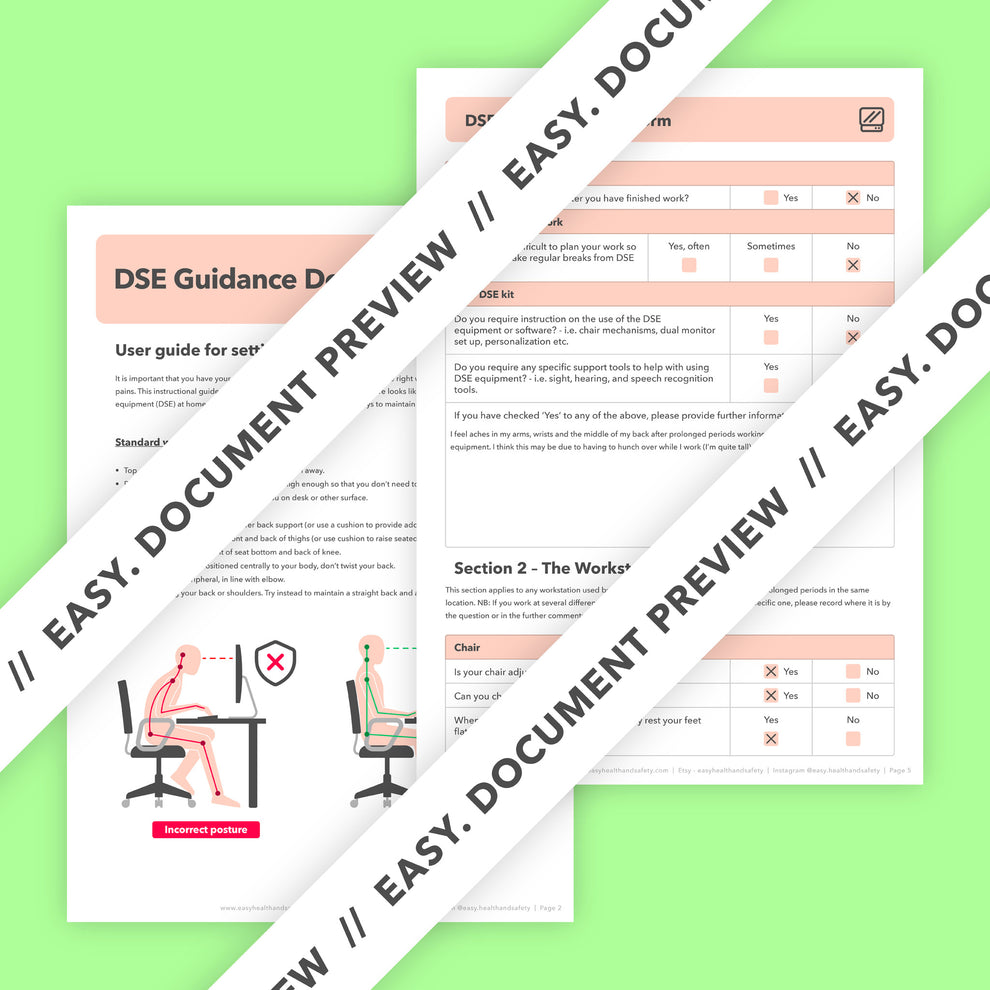 DSE Assessment Template | Easy-to-Use Display Screen Equipment Form ...