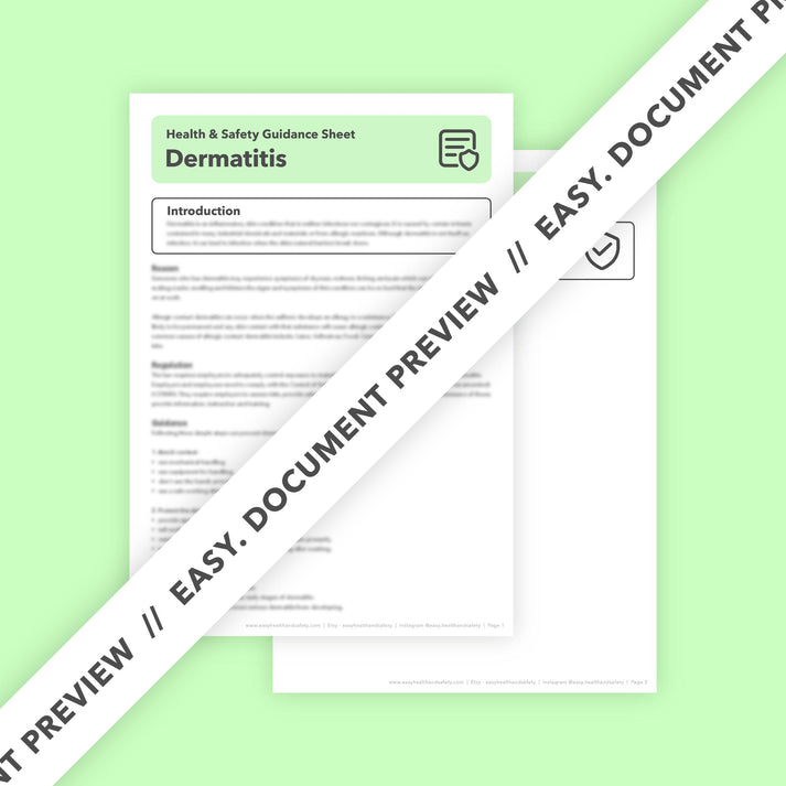 Dermatitis Health and Safety Guidance Sheet – easyhealthandsafety