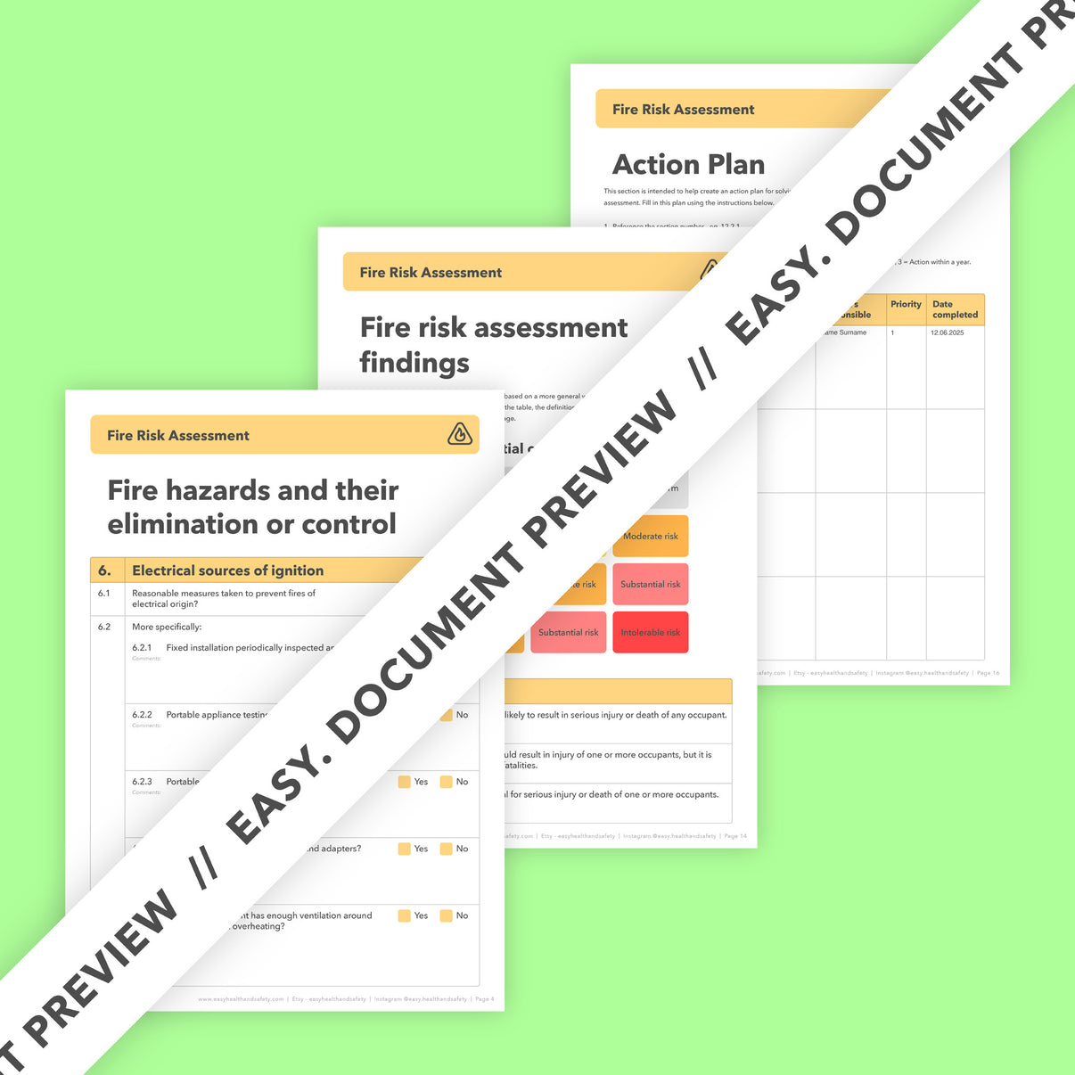Fire Risk Assessment Template | Easy To Use With Pre-Filled Example ...