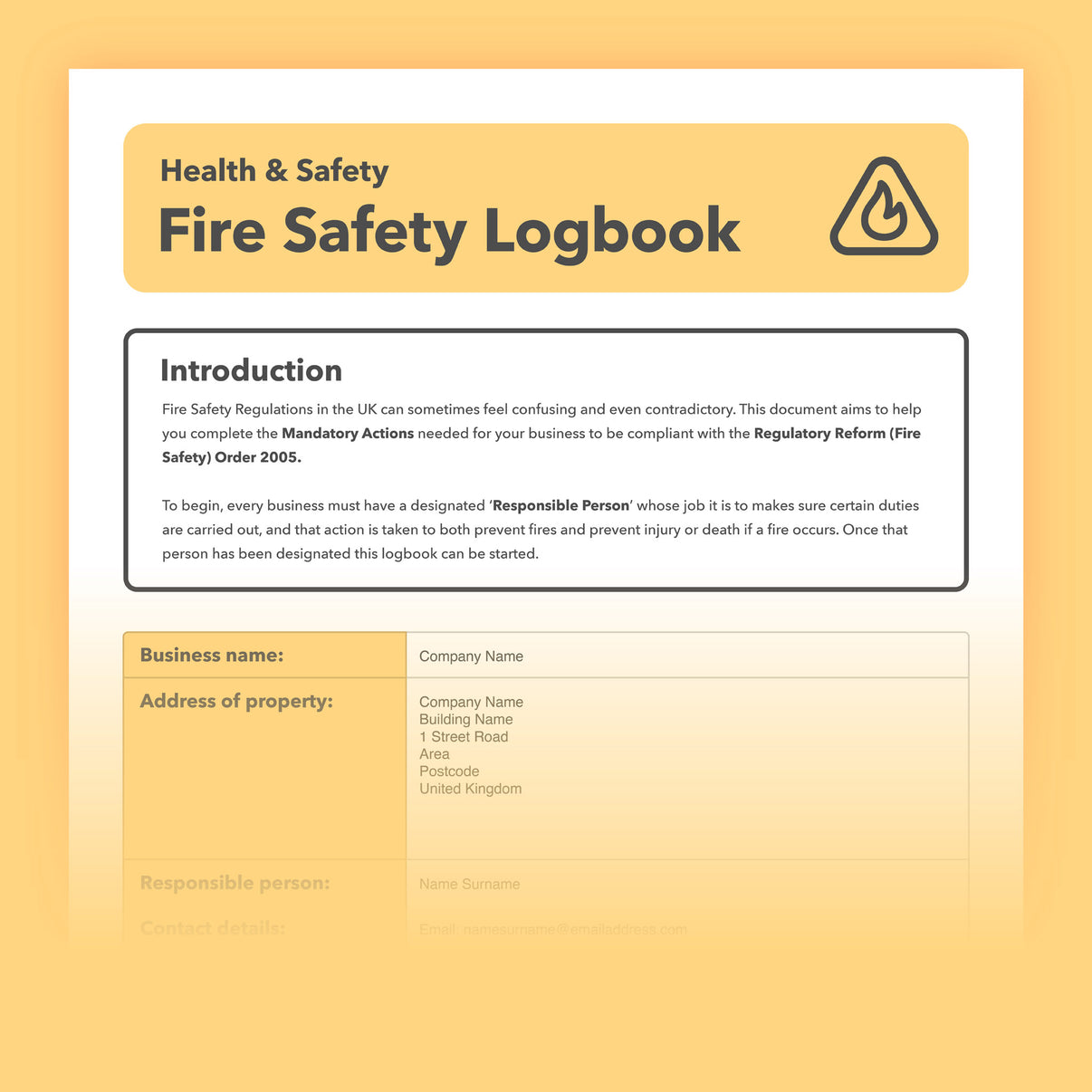 Fire Safety Log Book Template | Record Fire Drills & Equipment Checks ...