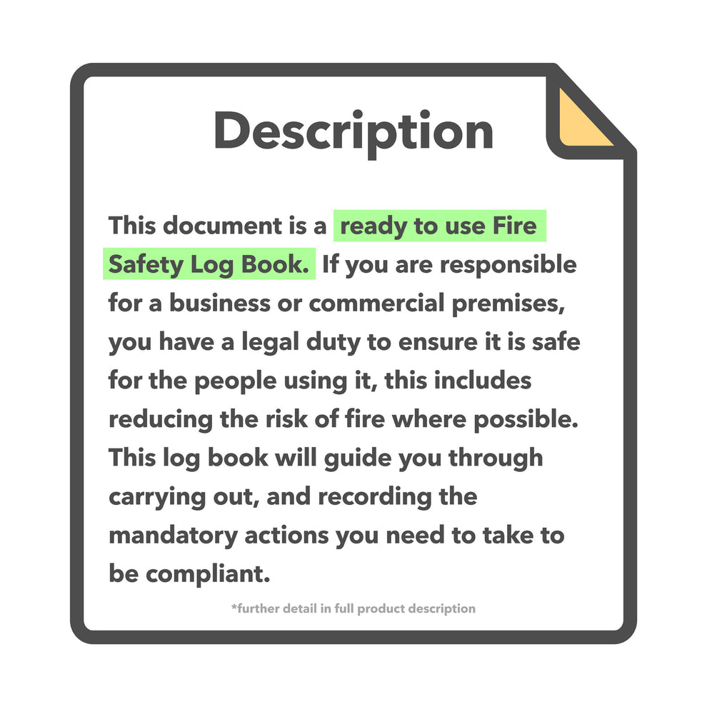 Fire Safety Log Book Template | Record Fire Drills & Equipment Checks ...
