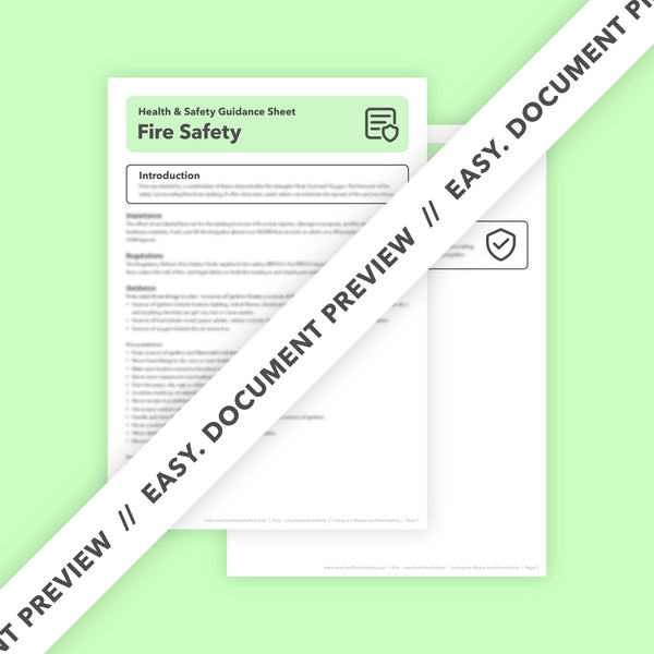 Fire Safety Health and Safety Guidance Sheet – easyhealthandsafety