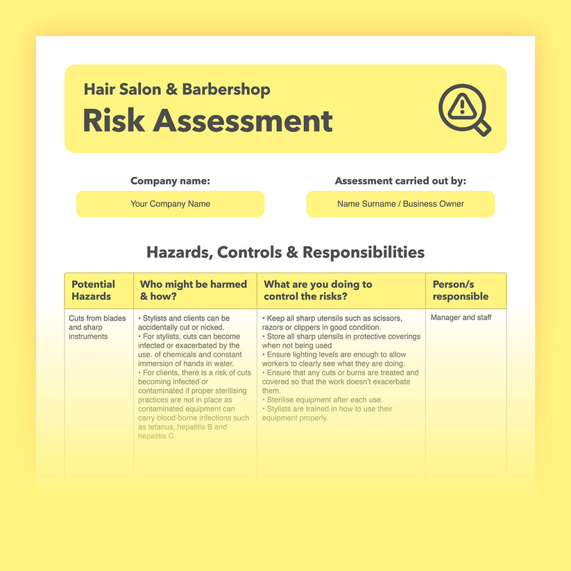 Hair Salon & Barbershop Risk Assessment Template Pre-filled ...