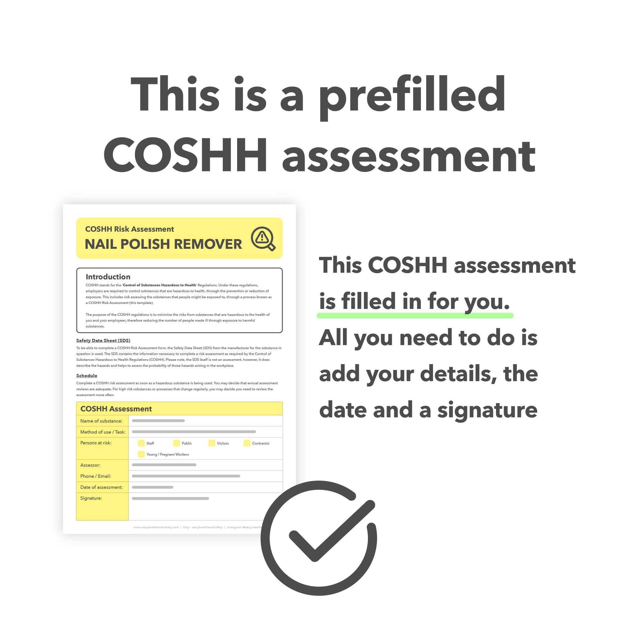 COSHH Assessment for Nail Polish Remover - Prefilled – easyhealthandsafety