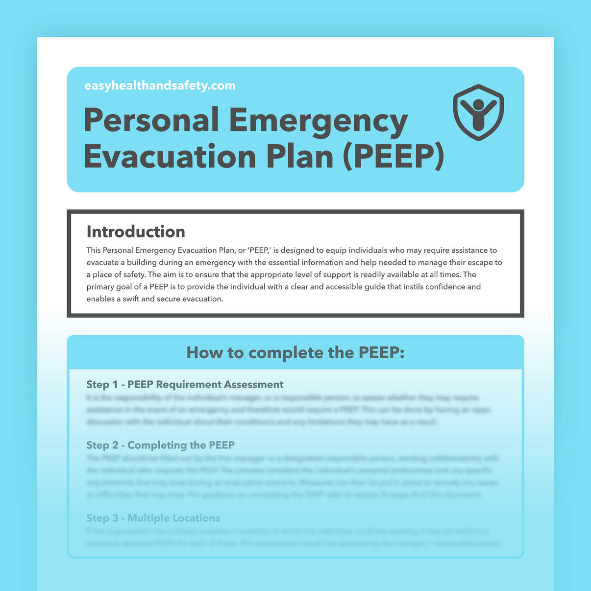 Personal Emergency Evacuation Plan Template (PEEP) | Workplace Support ...