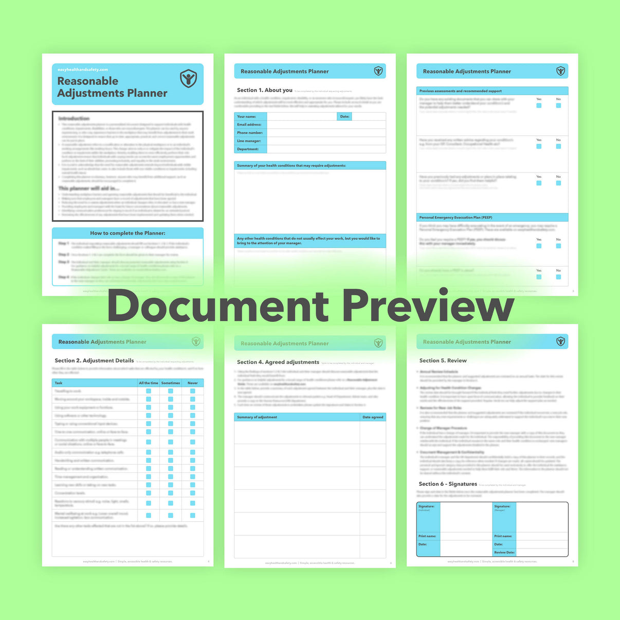 Reasonable Adjustments Planner Template | Workplace Support Tool ...