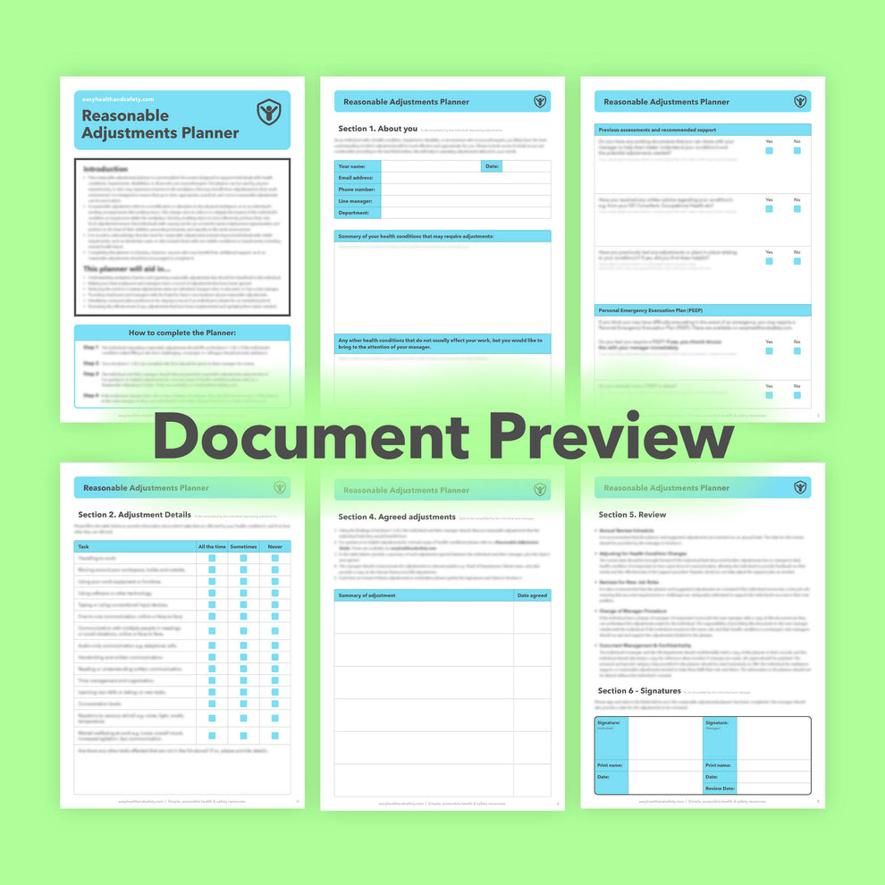 Reasonable Adjustments Planner Template | Workplace Support Tool ...