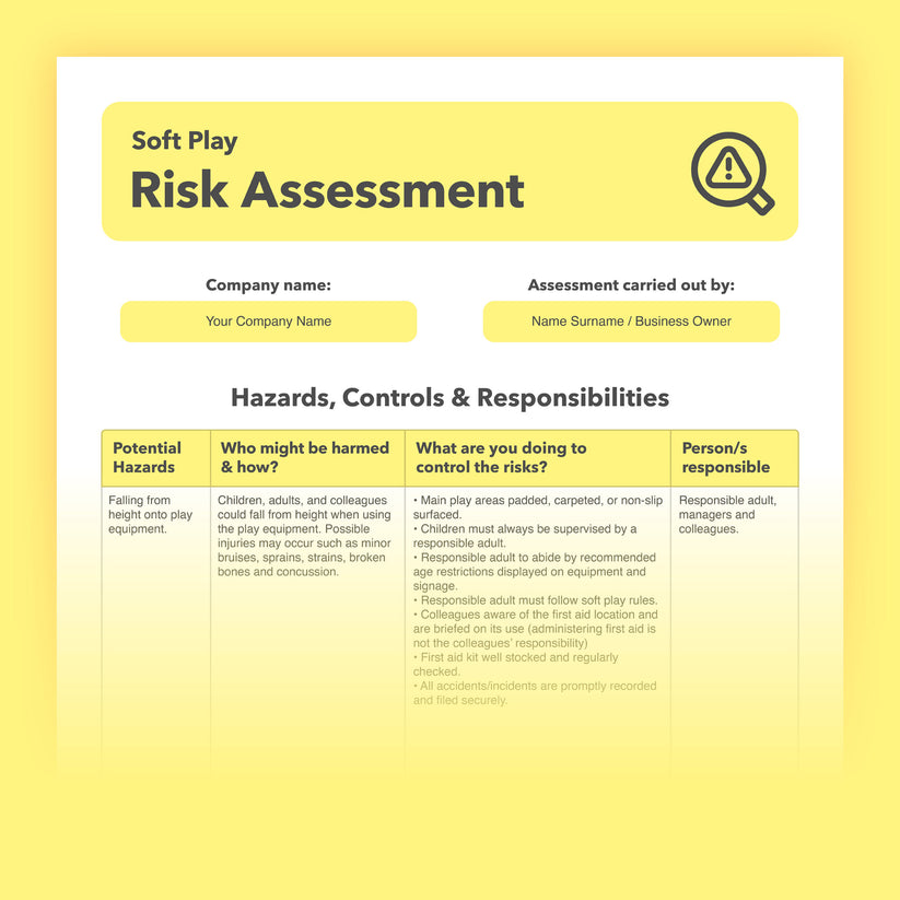 Soft Play Risk Assessment Template Pre-filled | Easy To Use ...